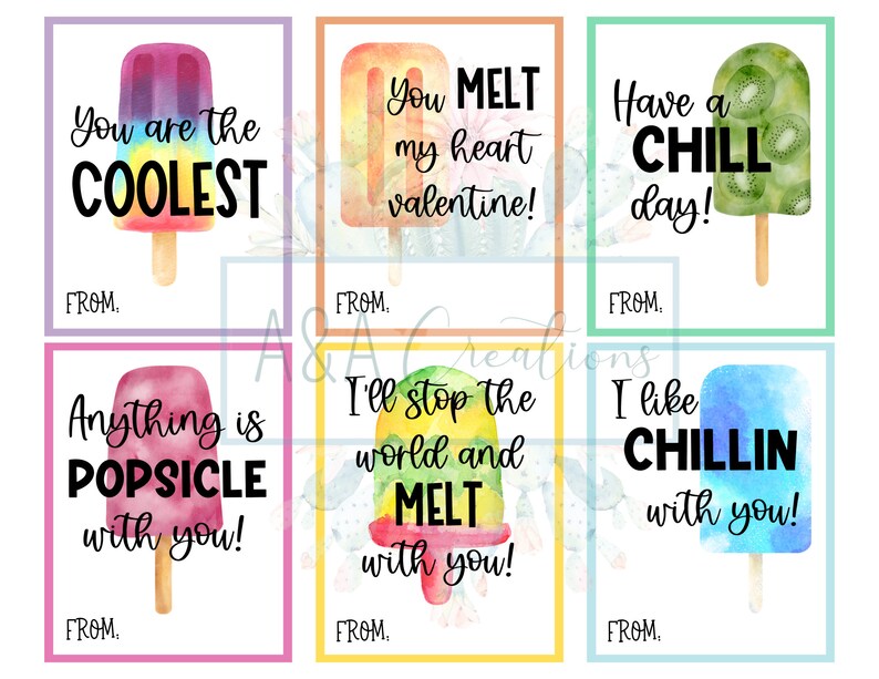 INSTANT DOWNLOAD Printable Valentine's Popsicle Valentines Valentines ...