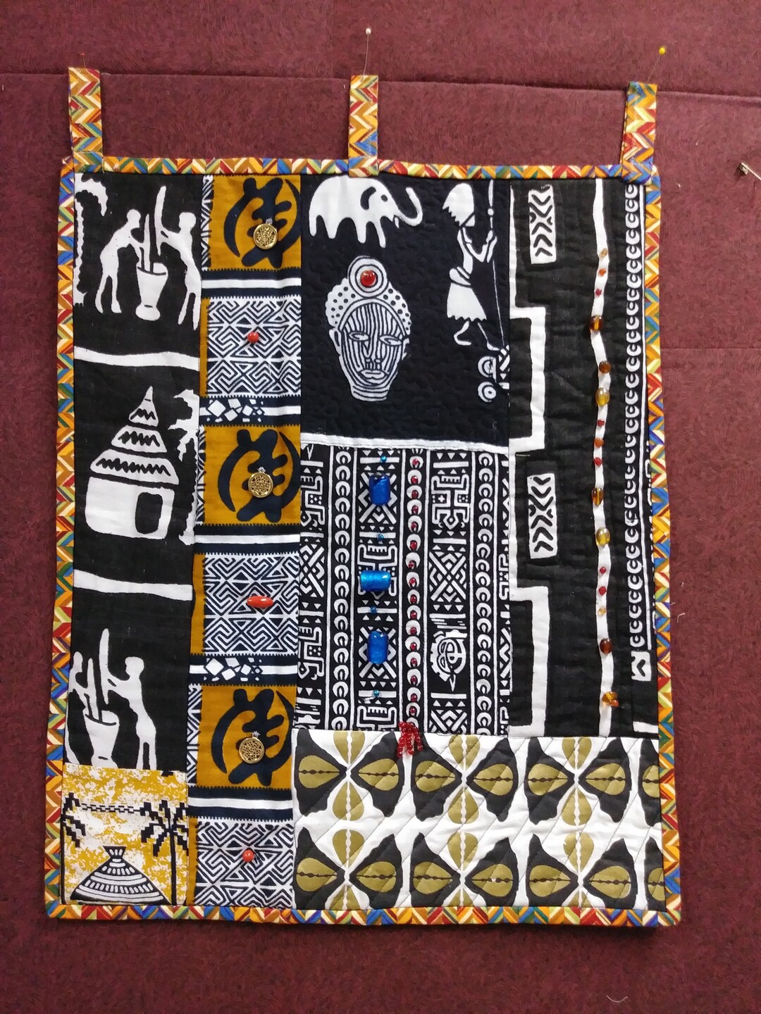 African Fiber Art, Elephants, African Huts, Tribal Scenes, African ...