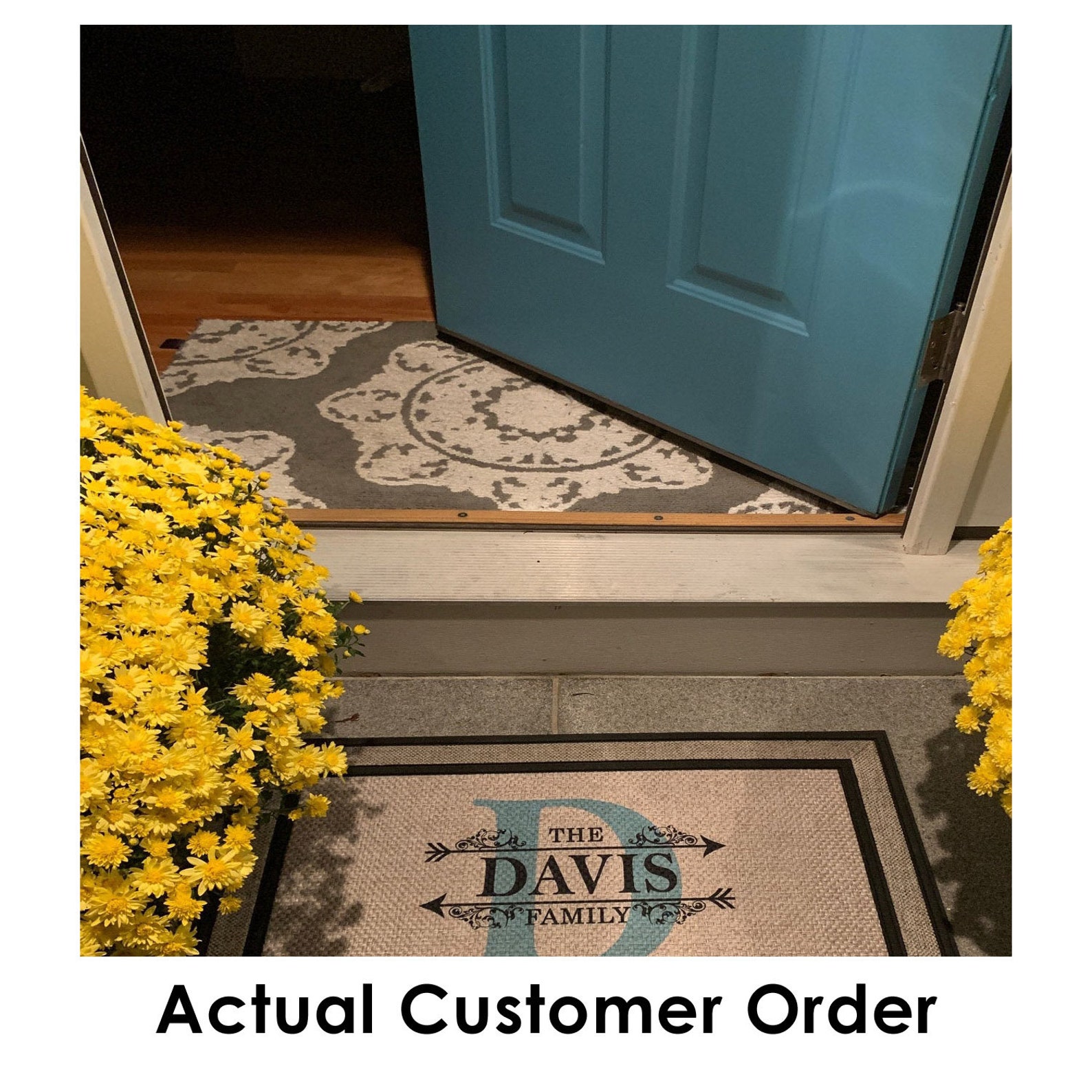 Custom Door Mat Personalized Welcome Mat Filigree & Arrow - Etsy