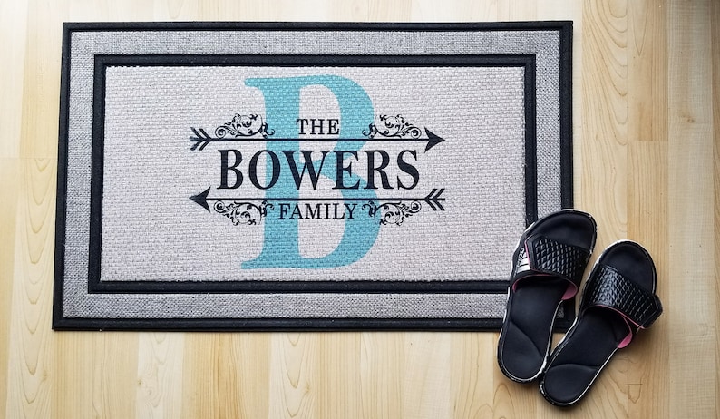 Custom Door Mat, Personalized Welcome Mat, Filigree & Arrow Design Door ...