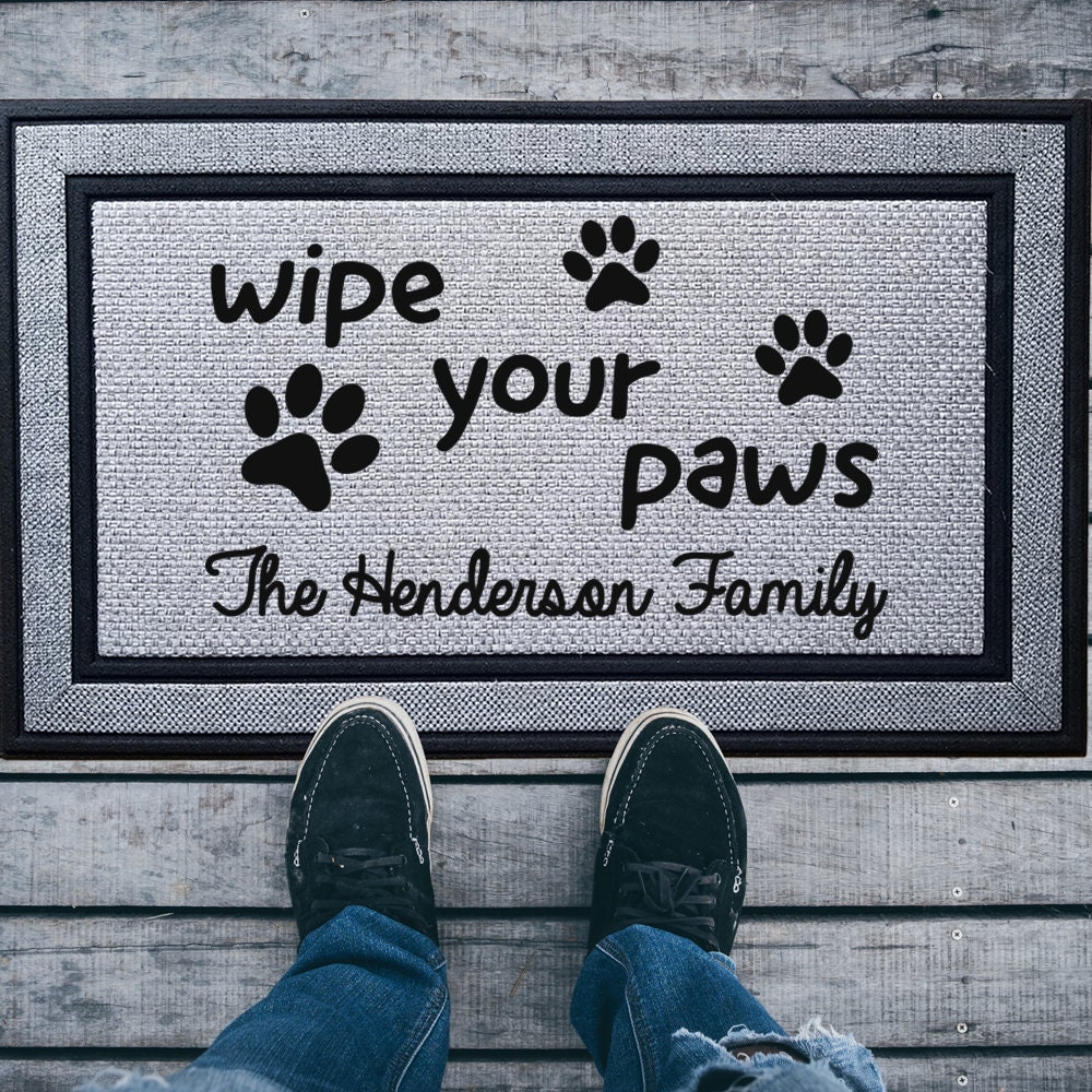 Wipe Your Paws Custom Door Mat, Paw Print Doormat, Extra Large Doormat ...
