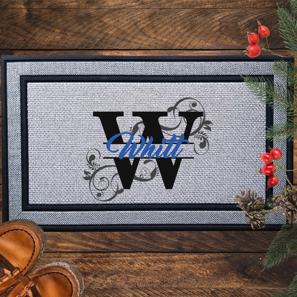 Custom Door Mat Personalized Welcome Mat Filigree & Initial | Etsy