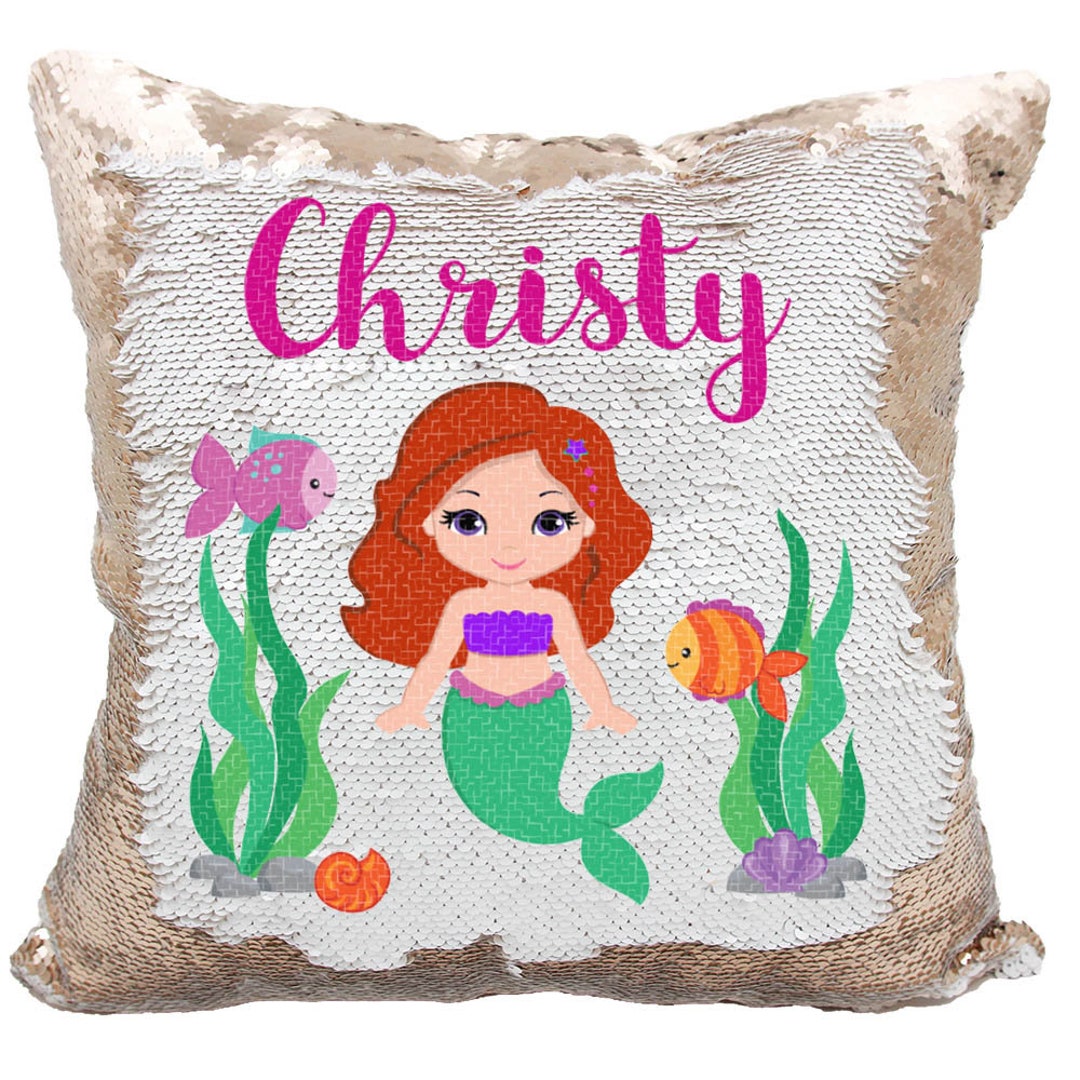 Mermaids Underwater Pillow, 17x17 Mermaid Pillow Sequin, Mermaid Pillow ...