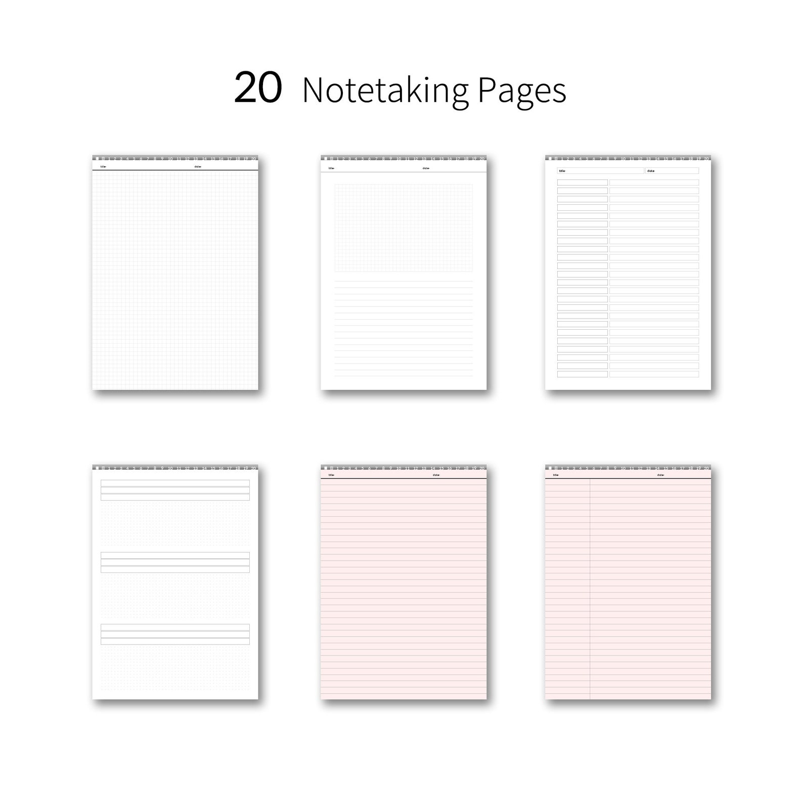 20tab-digital Notebookpink Portrait Goodnotes Notability - Etsy