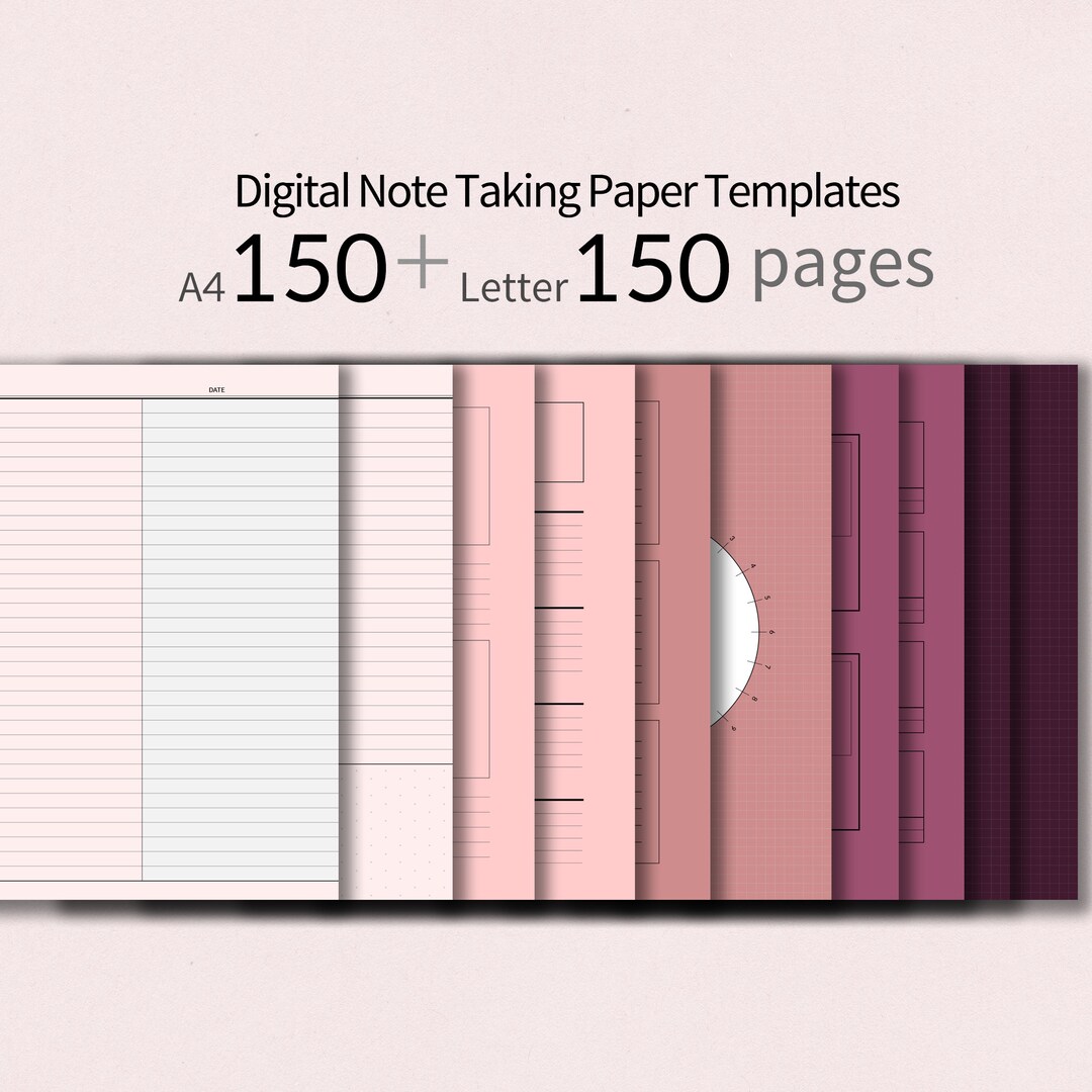 150+150pages[pink]goodnotes, Notability Notetaking Paper Templates ...