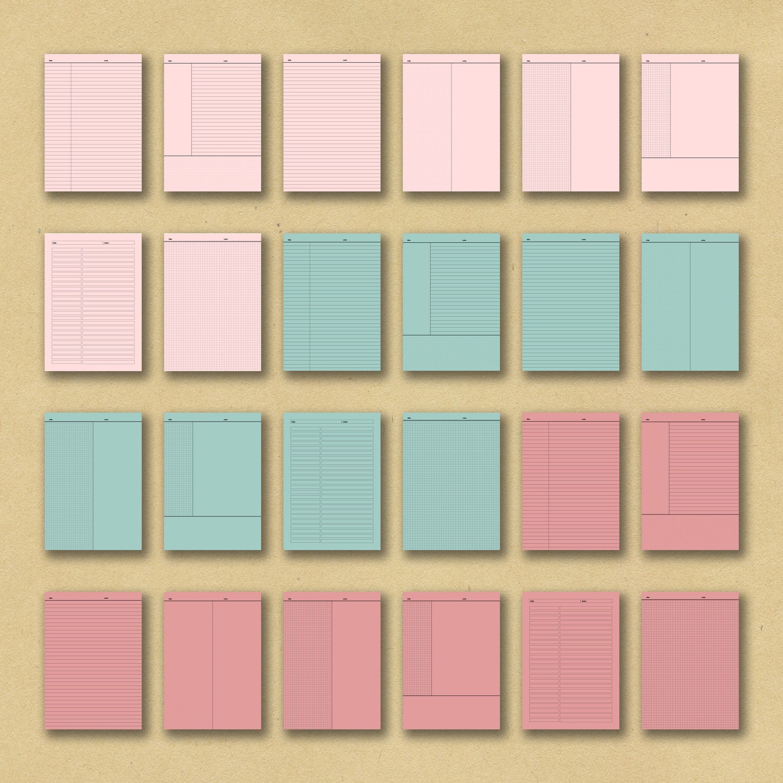 160160 Notetaking Paper Templates Vertical Ver3 Digital - Etsy