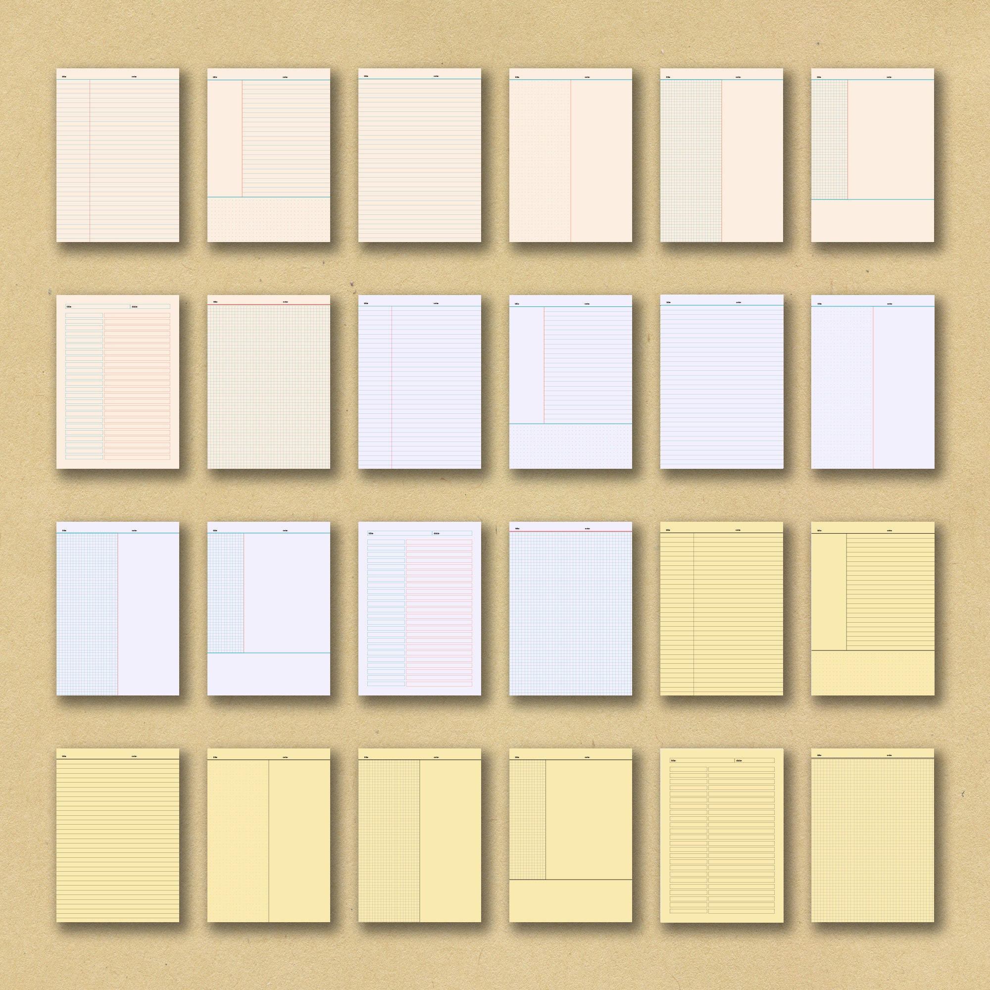 160160 Notetaking Paper Templates Vertical Ver3 Digital - Etsy