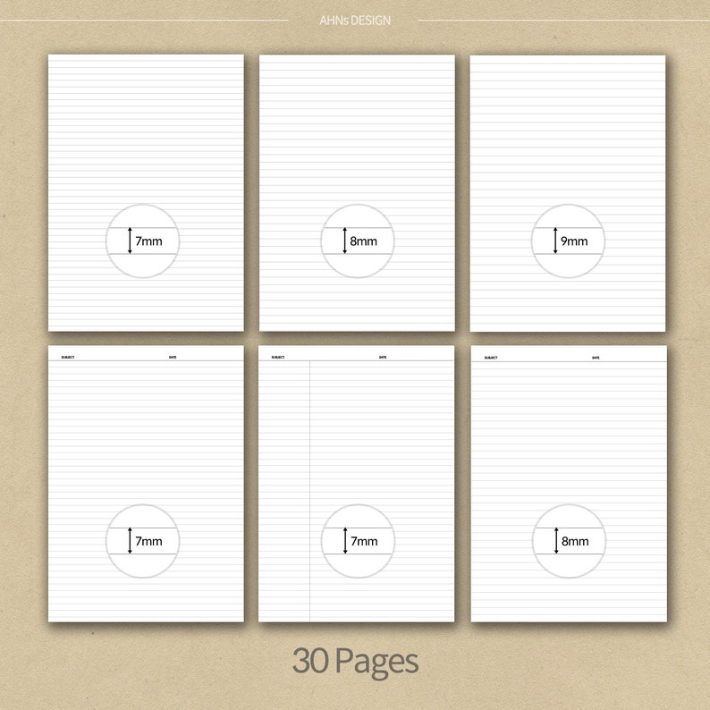 30pages-gray Line-goodnotes, Notability Notetaking Paper Templates ...