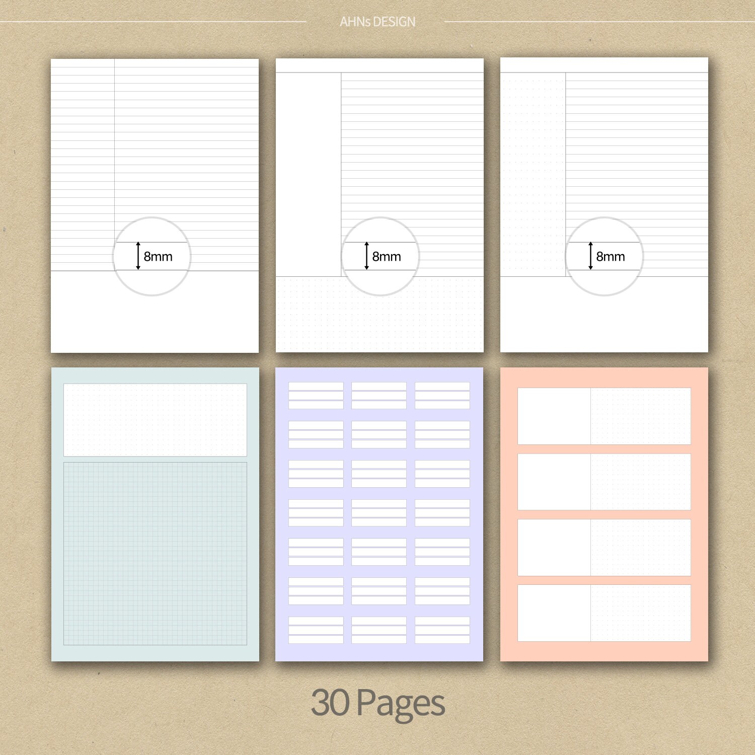 30pages-gray Line-goodnotes, Notability Notetaking Paper Templates ...