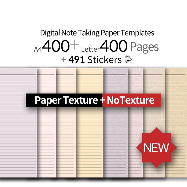 Digital Paper Note-taking Templates, A4, Letter, Stickers (digital ...