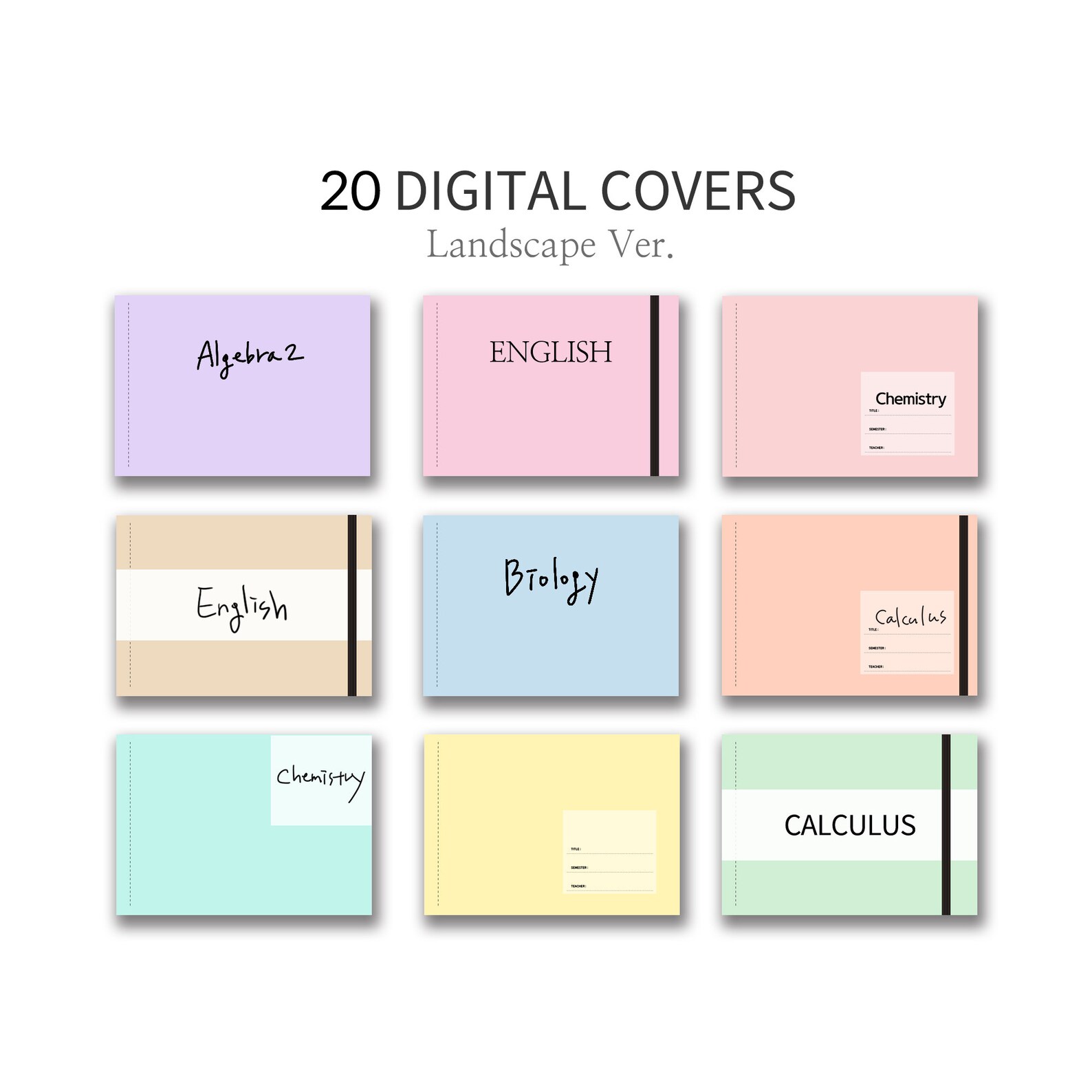 20 Digital Covers 19- Landscape Format - Goodnotes Cover, Notability ...