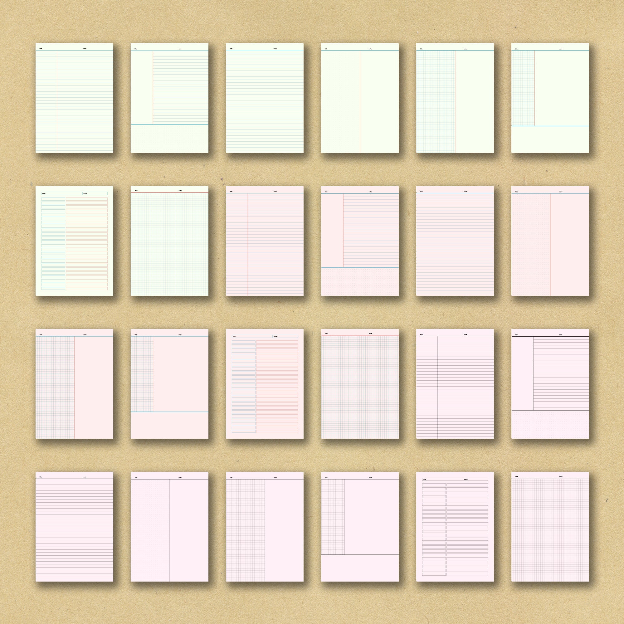 160+160 Notetaking Paper Templates- Vertical Ver3 - Digital Notebook ...