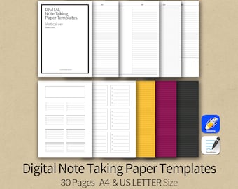 30pages-gray Line-goodnotes, Notability Notetaking Paper Templates ...