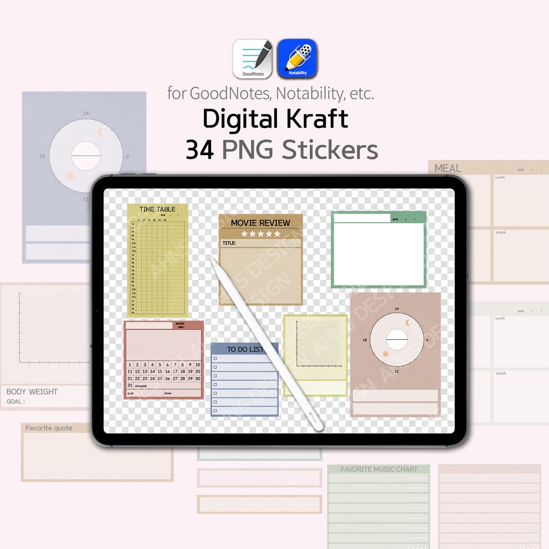 34 Digital Stickers[kraft] - Goodnotes Sticky Notes, Notability Sticky ...