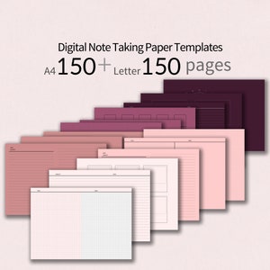150+150pages[pink]goodnotes, Notability Notetaking Paper Templates ...