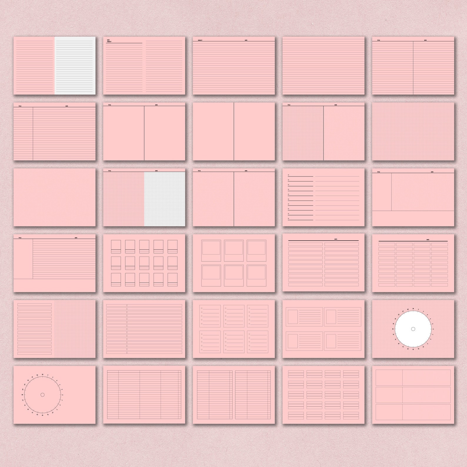 150+150pages[pink]goodnotes, Notability Notetaking Paper Templates ...