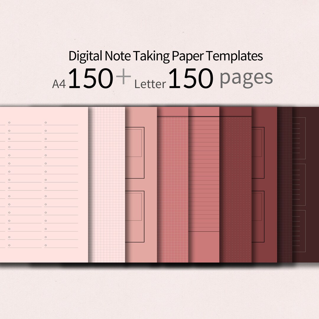 150+150pages[coral]goodnotes, Notability Notetaking Paper Templates ...