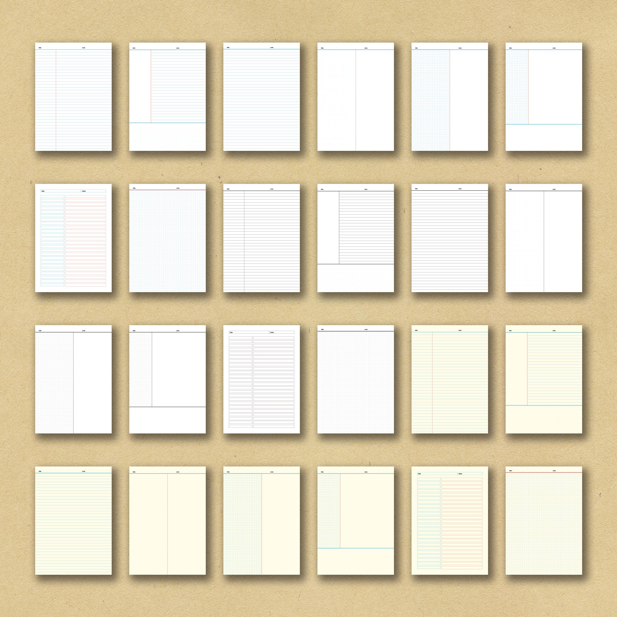 160+160 Notetaking Paper Templates- Vertical Ver3 - Digital Notebook ...
