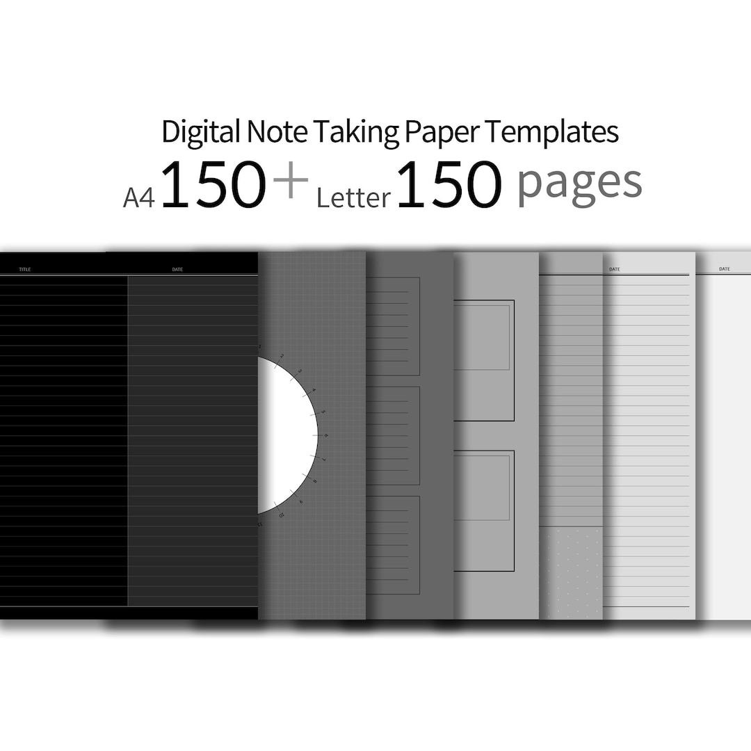 150+150pages[black+gray]goodnotes, Notability Notetaking Black Paper ...