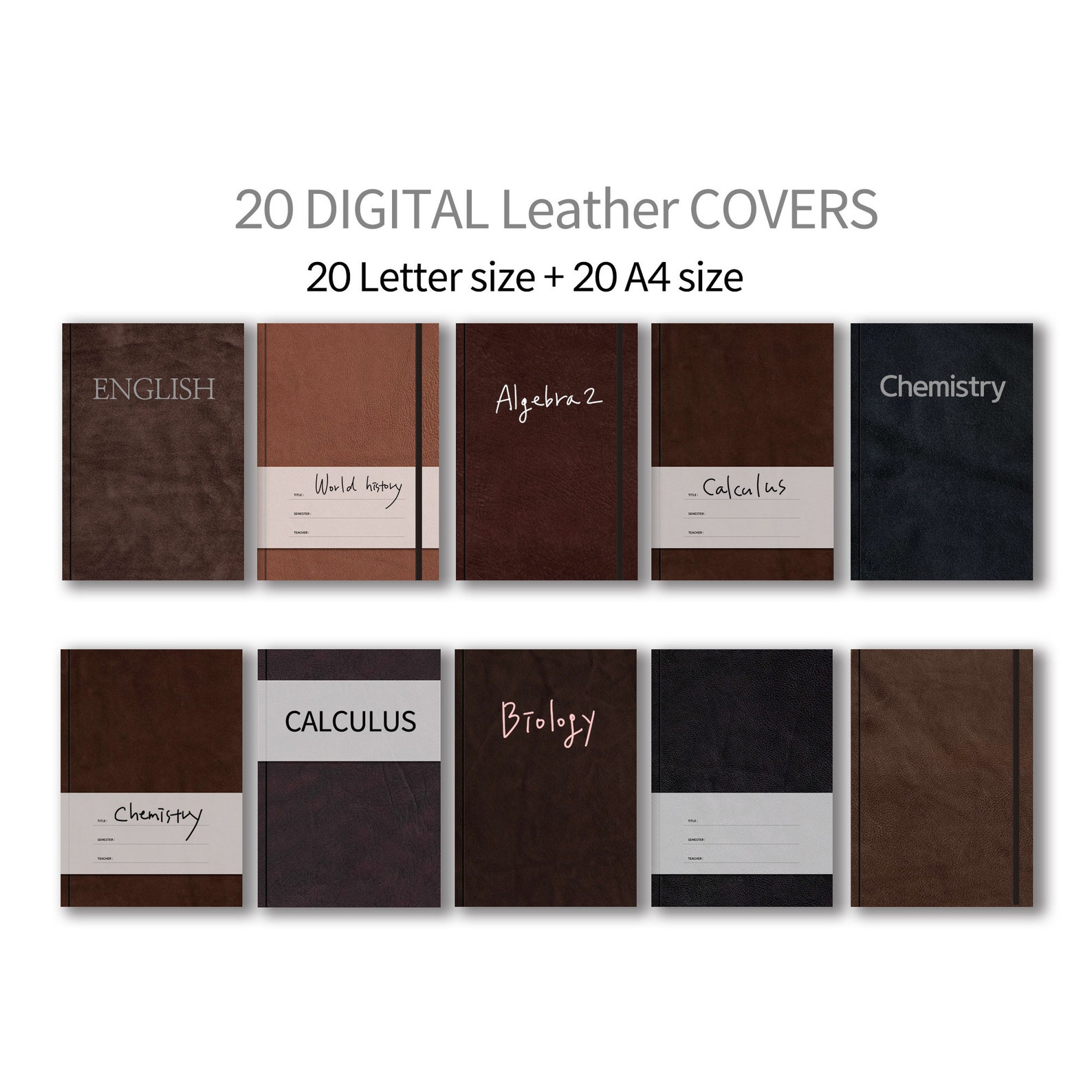 20 Digital Leather Covers 01 - Goodnotes Cover, Notability Cover -A4 ...