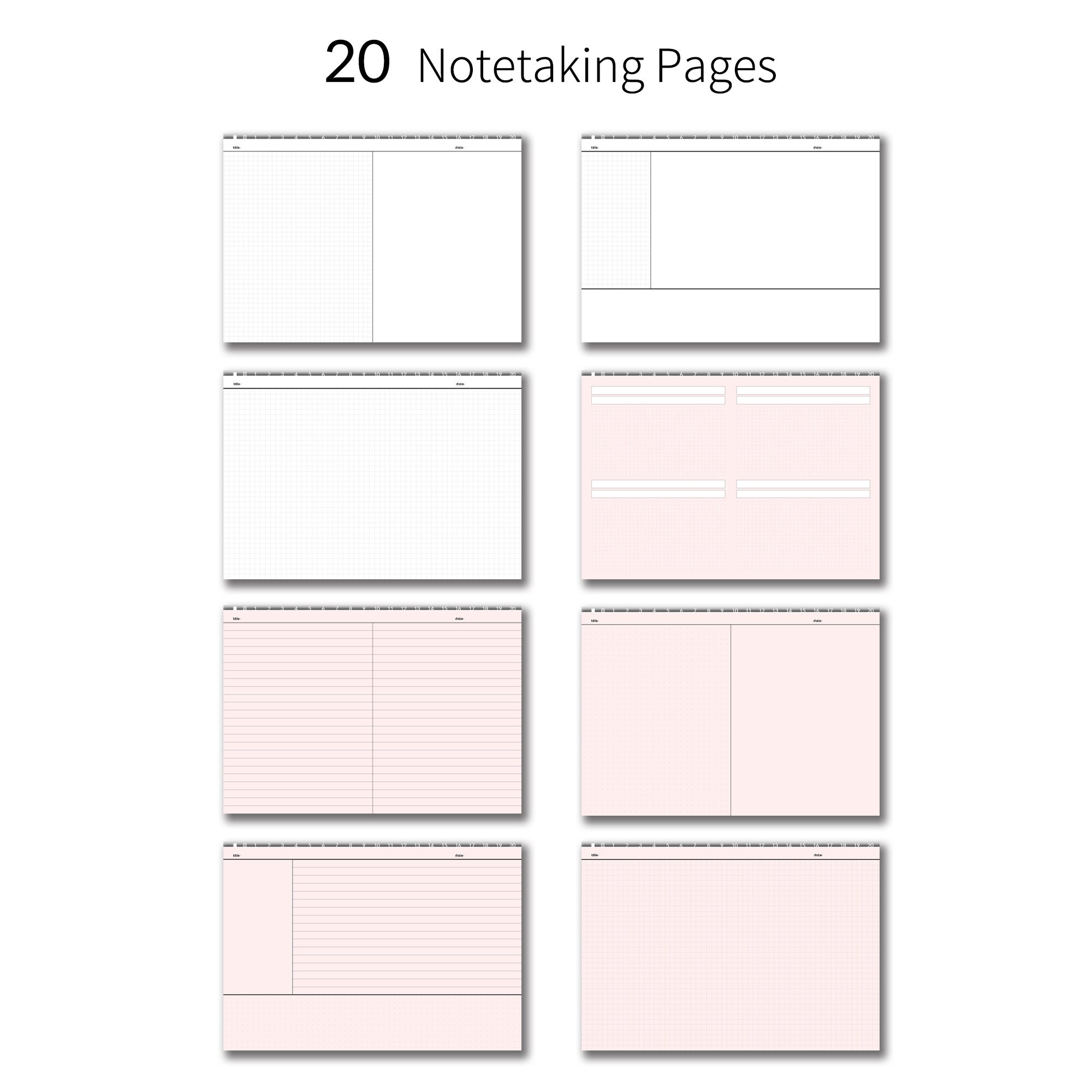 20tab-digital Notebookpink Landscape Goodnotes, Notability, Xodo ...
