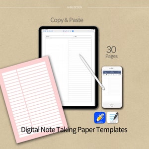 30pages-gray Line-goodnotes Notability Notetaking Paper - Etsy