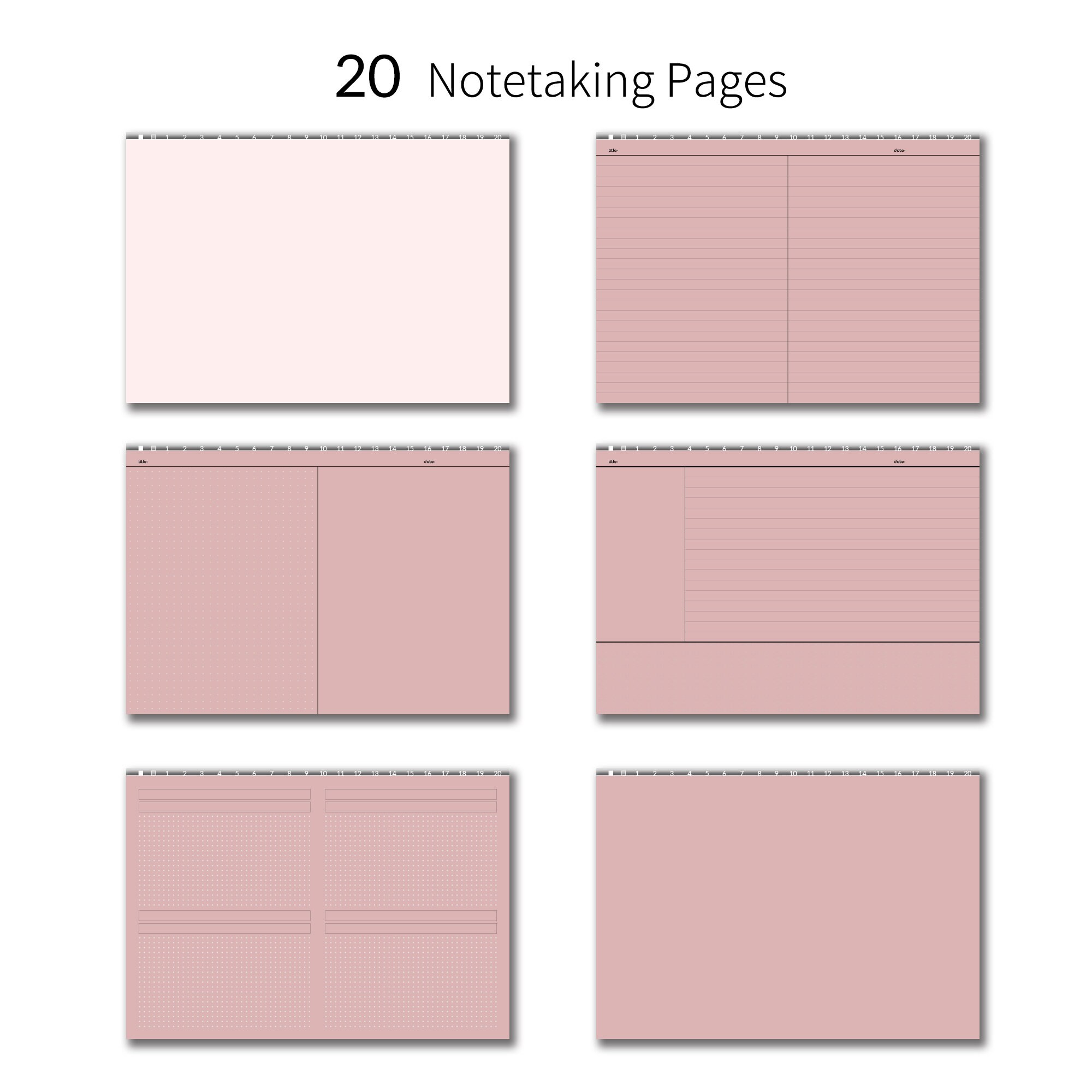 20tab-digital Notebookpink Landscape Goodnotes, Notability, Xodo ...