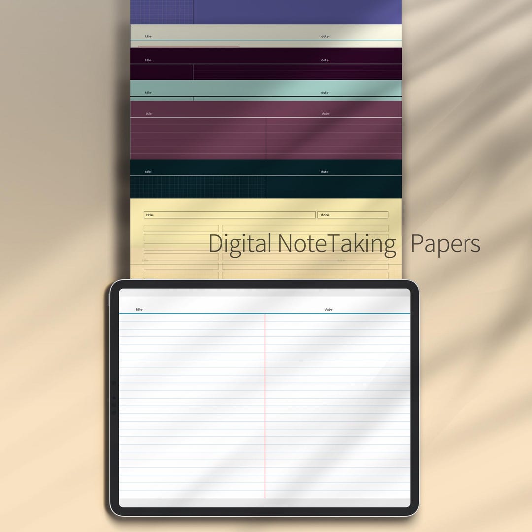Digital Color Note Taking Paper Templates, A4 and Letter Size ...