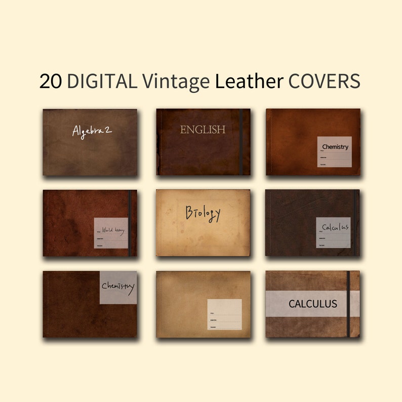 20 Digital Vintage Leather Covers 21 - Landscape Format Goodnotes Cover ...