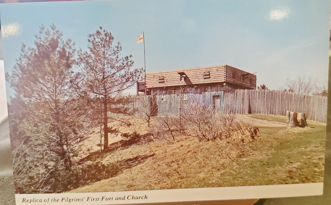 Post Card MA Replica of Pilgrims' First Fort and Church Plimouth ...