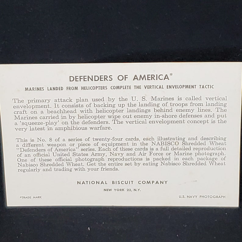 Ephemera Card US Marines Landed From Helicopters Complete the Vertical ...