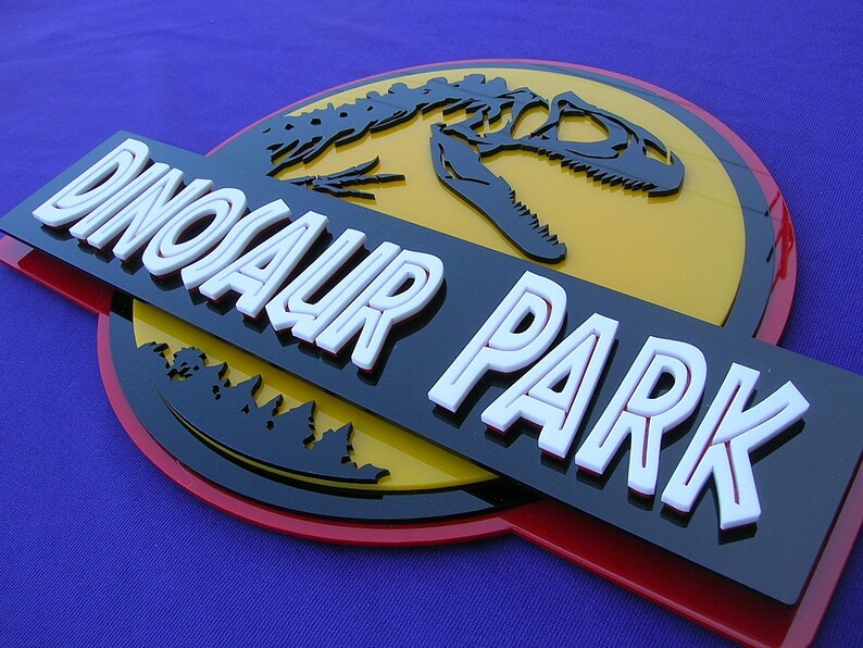 3D Jurassic Park EAST DOCK Sign set art new 3-D Raptor TRex | Etsy