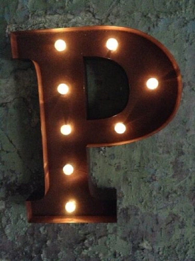 LED Carnival Circus Light up Alphabet Letter P All Metal Large 33 Cm ...