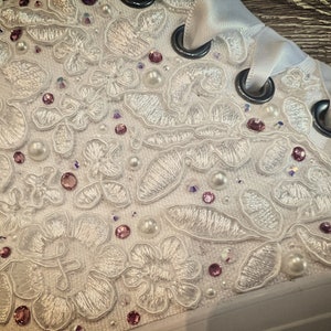 Bridal Wedding Prom Custom Bespoke Lace & Rhinestone High Top Converse ...