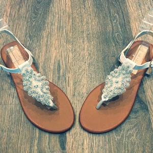 Beautiful Bridal Wedding Sparkly Rhinestone Flat Sandals - Etsy