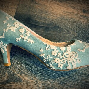 Something Blue Pale Baby Sky Powder Blue Heels Covered in Beautiful ...