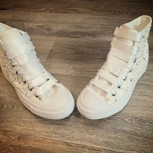 Bridal Wedding Prom Custom Bespoke Lace & Rhinestone High Top Converse ...