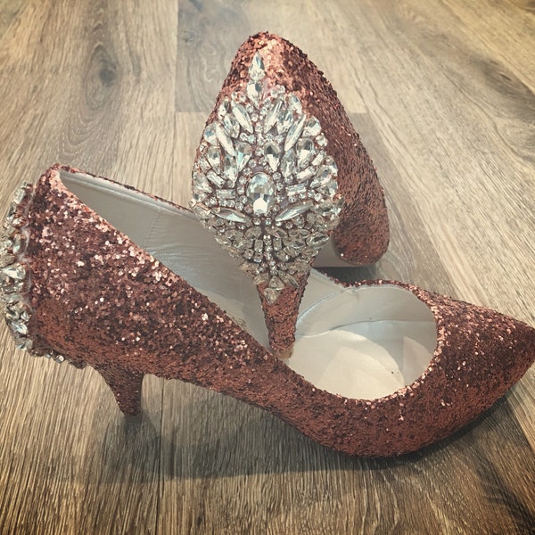 Rose Gold Rhinestone Heels - Etsy