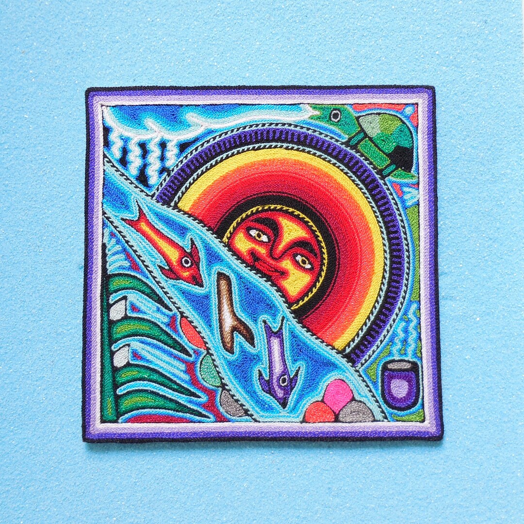 Huichol Yarn Art – Sun God and Fishing Wall Decor (8") - Etsy
