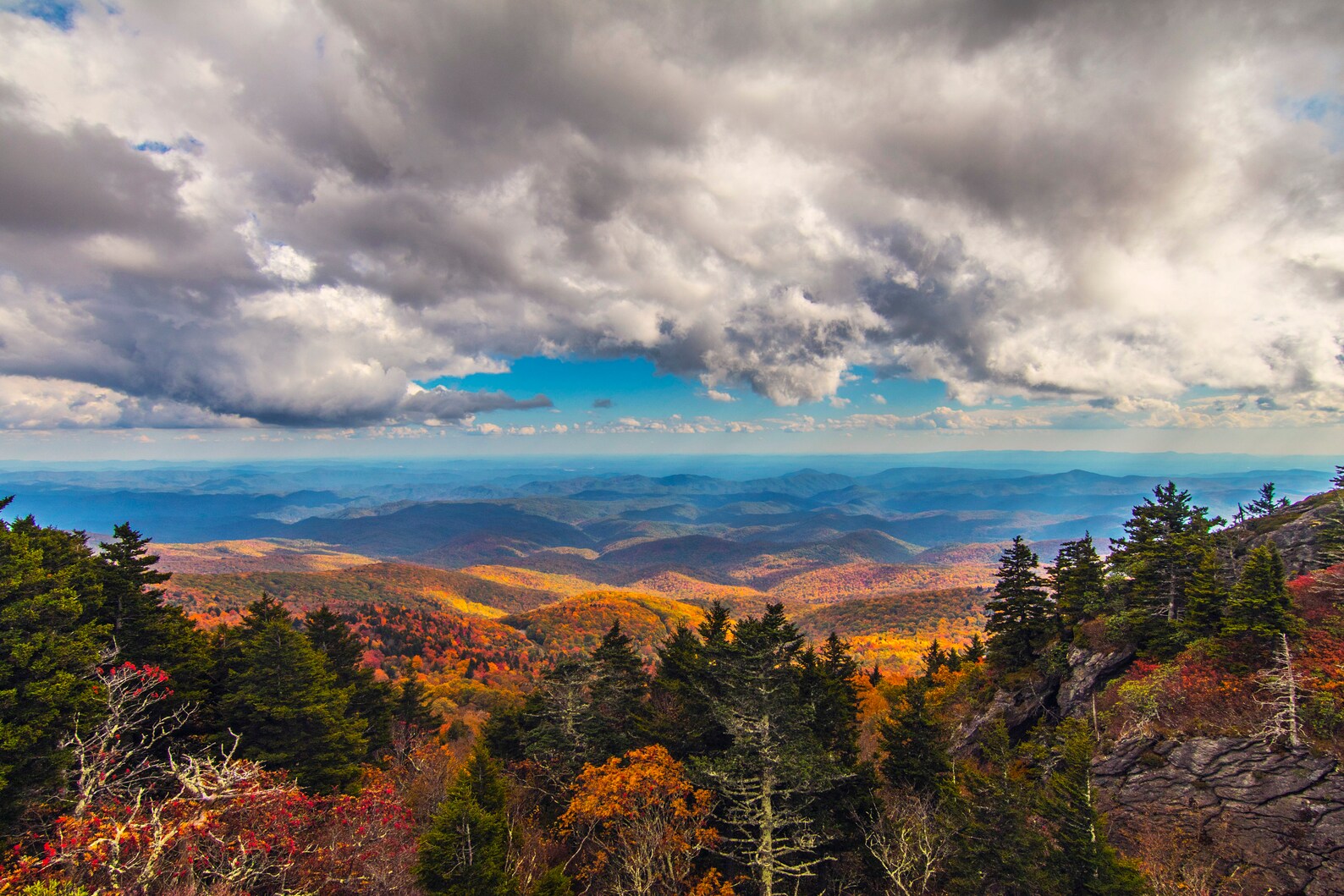 Grandfather Mountain Fall Blue Ridge Mountains Landscape | Etsy
