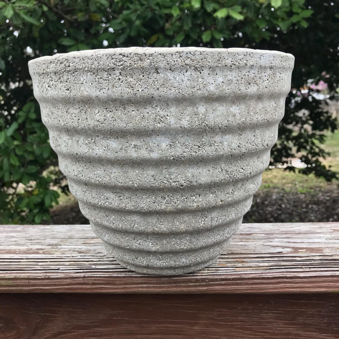 Modern Rippled Hypertufa Stone Planter, Indoor or Outdoor Garden ...