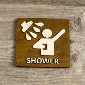 Wooden Shower Door Sign. Bathroom Plate. Restroom Decal. - Etsy