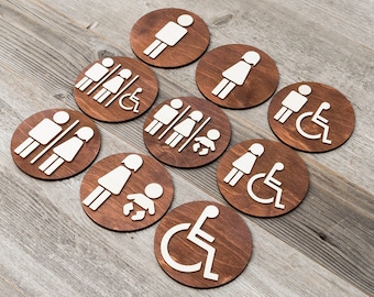 Round Toilet Door Sign With Dark Insert. Many Shapes - Etsy