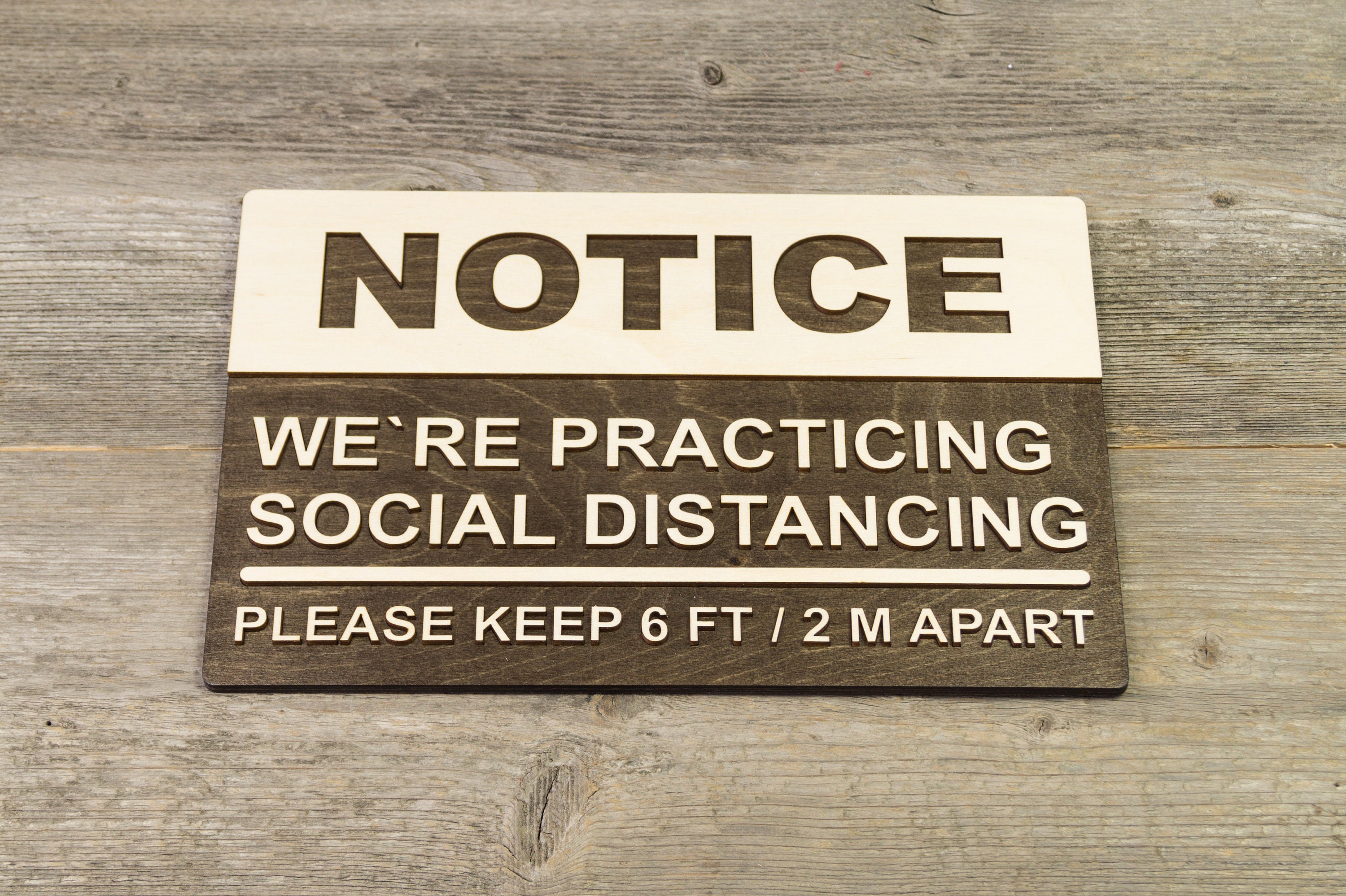 We Are Practicing Social Distancing Sign Door Or Wall Wood Sign Sticker