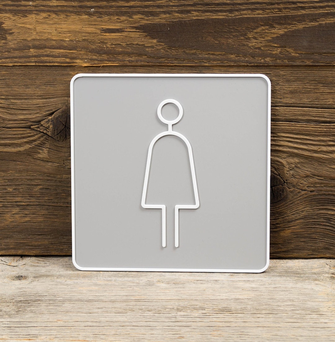 Modern 3D Printed Women Restroom Sign - Sleek Bathroom Door Decor ...