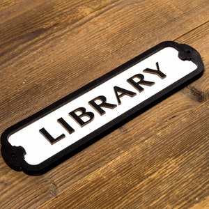 Wood Library Door Sign. Closet Sign. Vintage Style Wall Plate. - Etsy