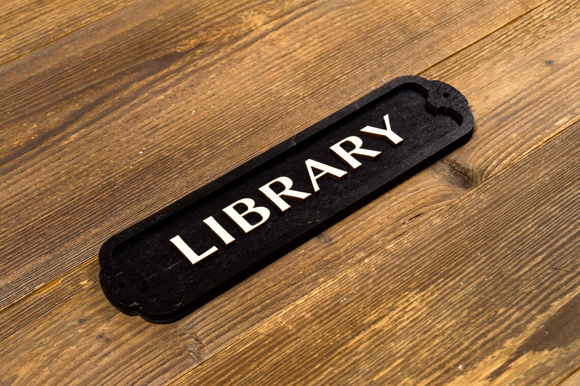 Wood Library Door Sign. Closet Sign. Vintage Style Wall Plate. - Etsy