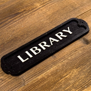 Wood Library Door Sign. Closet Sign. Vintage Style Wall Plate. - Etsy