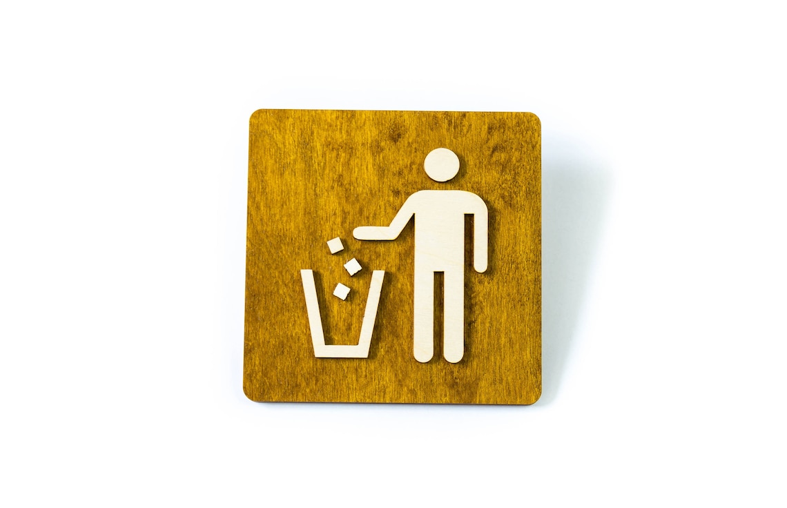 Trash Bin, Garbage Door Sign. Office Space Signage. Housewarming. - Etsy