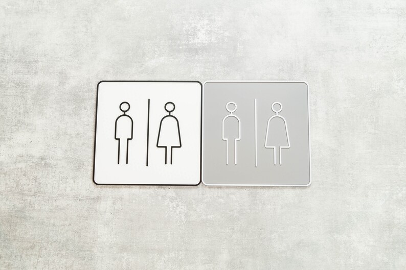 Modern 3D Printed Unisex Restroom Sign - Sleek Bathroom Door Decor ...